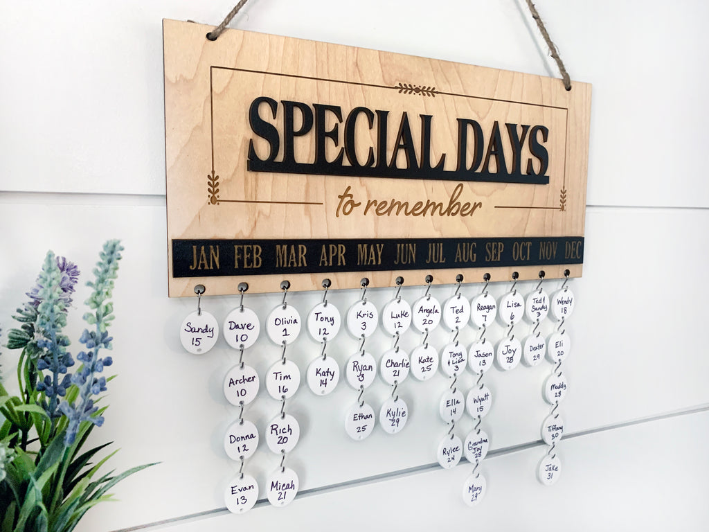 Gifts SPECIAL Days to Remember Calendar Sign Board in Oak or Black, Pl ...